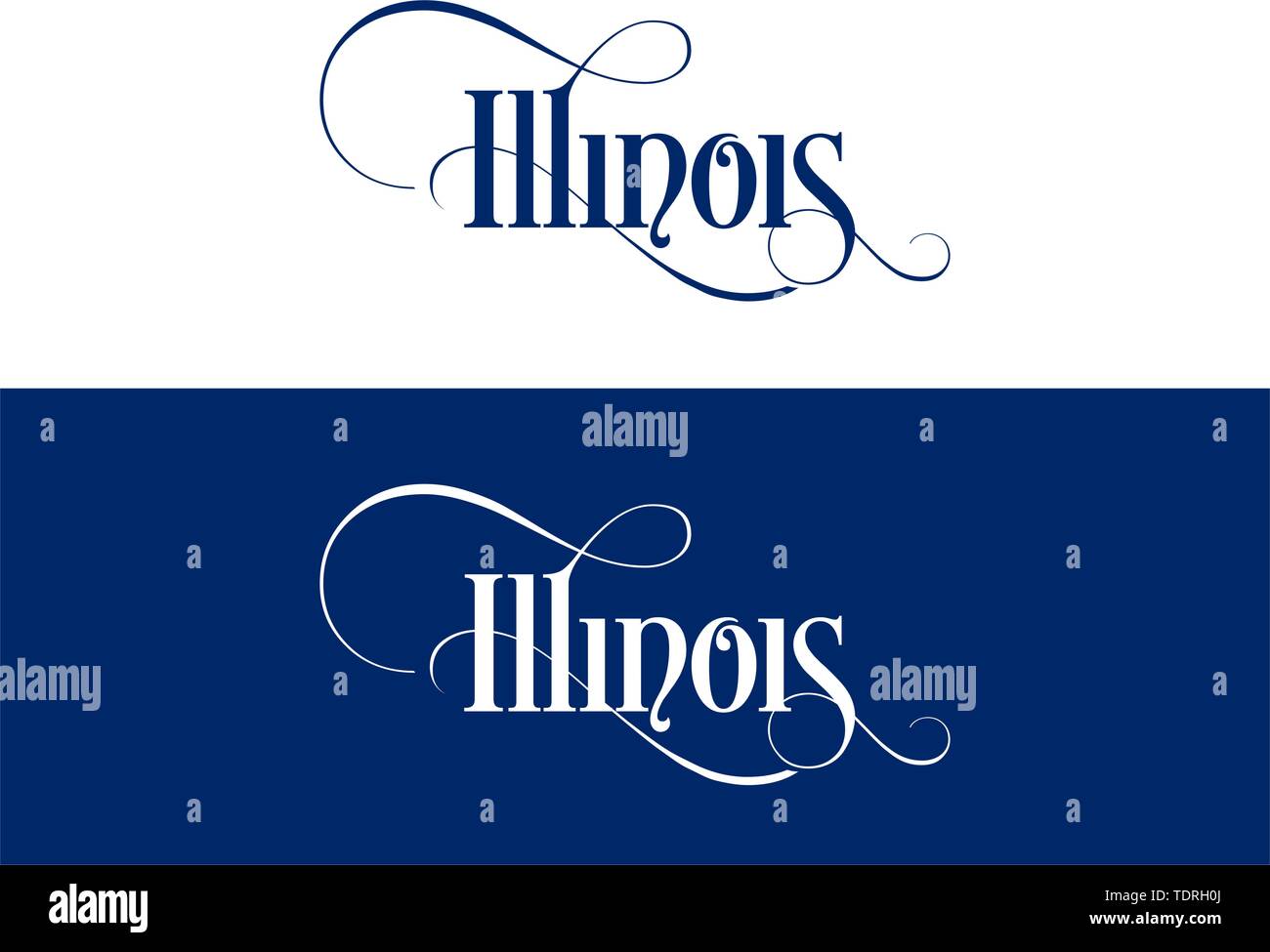 Typography of The USA Illinois States Handwritten Illustration on ...