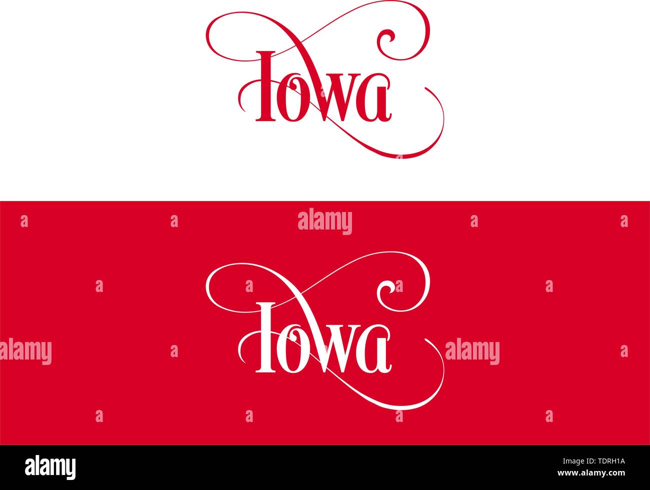 Typography of The USA Iowa States Handwritten Illustration on Official ...