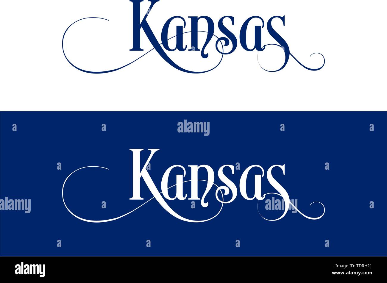 Typography of The USA Kansas States Handwritten Illustration on ...