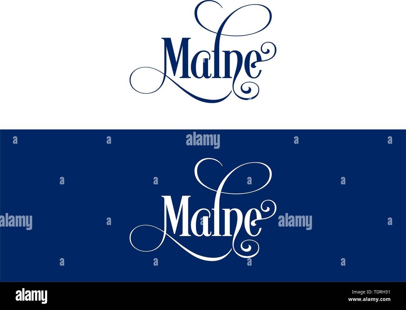 Typography of The USA Maine States Handwritten Illustration on Official ...