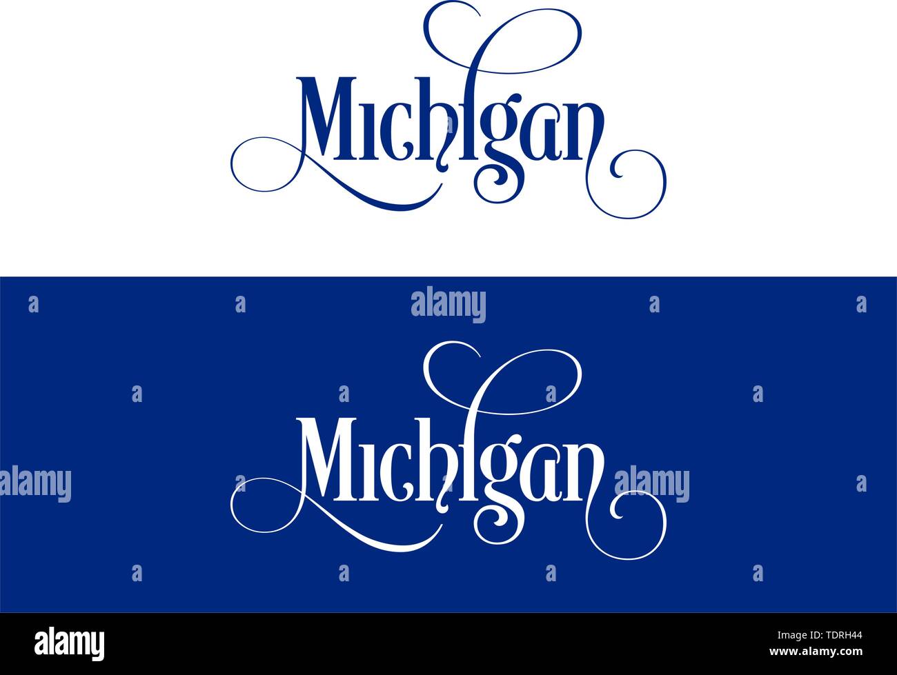 Typography of The USA Michigan States Handwritten Illustration on ...