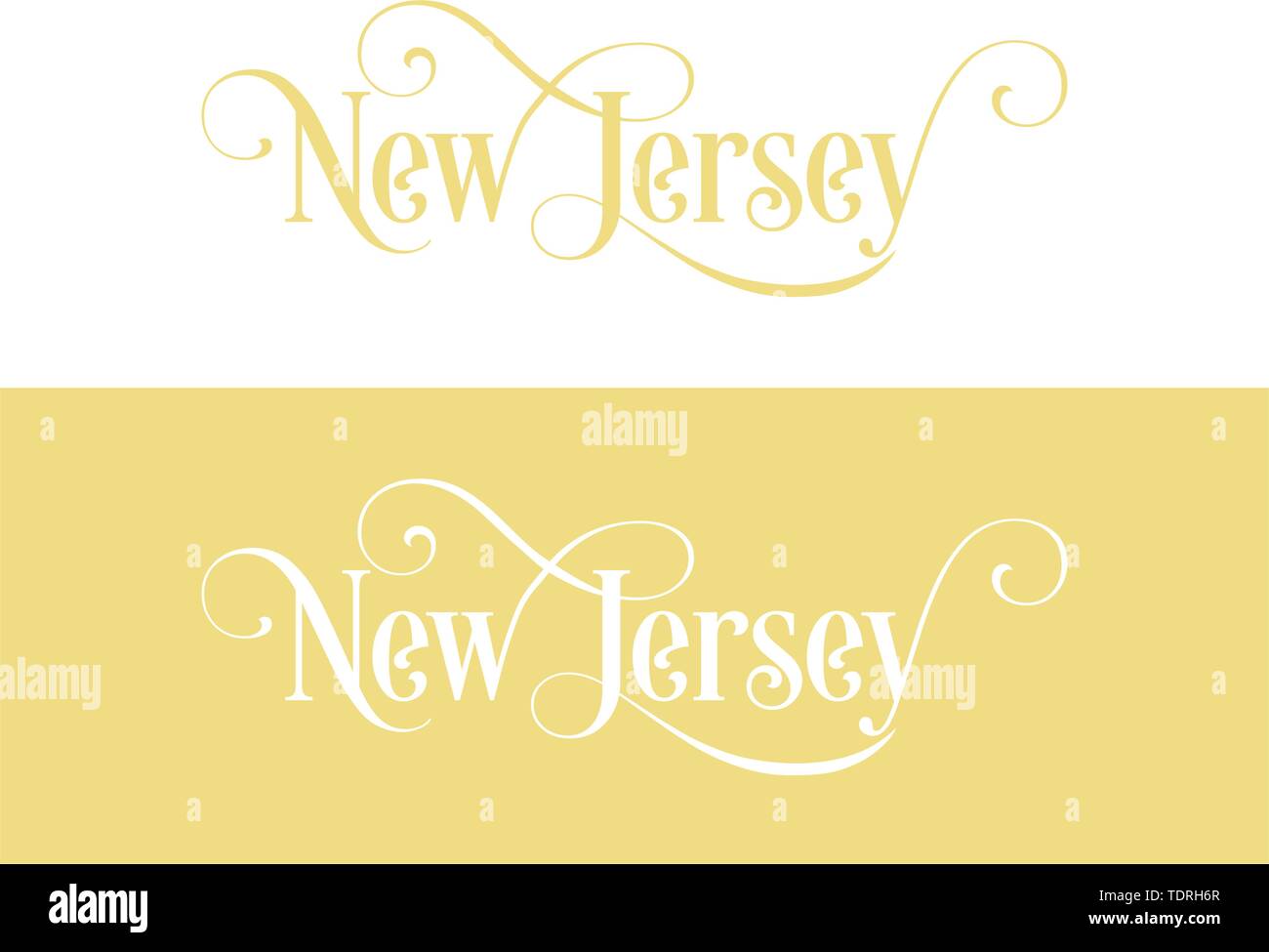 Typography of The USA New Jersey States Handwritten Illustration on ...
