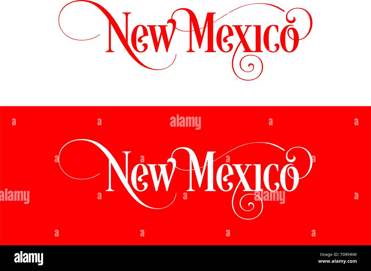 Typography of The USA New Mexico States Handwritten Illustration on ...