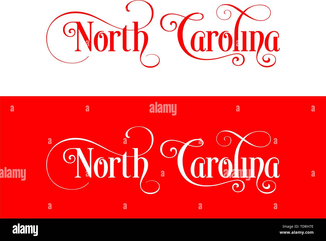 Typography of The USA North Carolina States Handwritten Illustration on ...