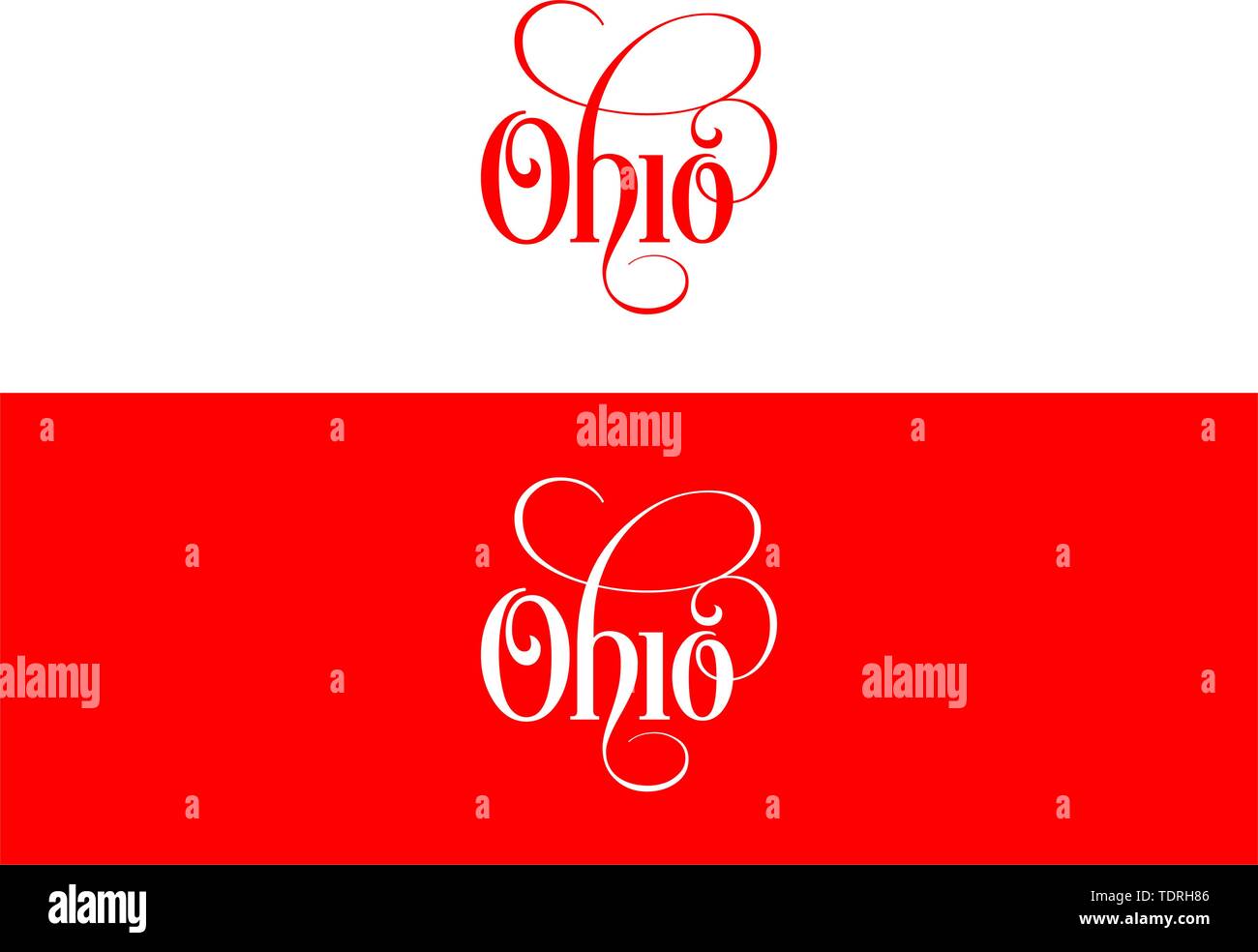 Typography of The USA Ohio States Handwritten Illustration on Official ...