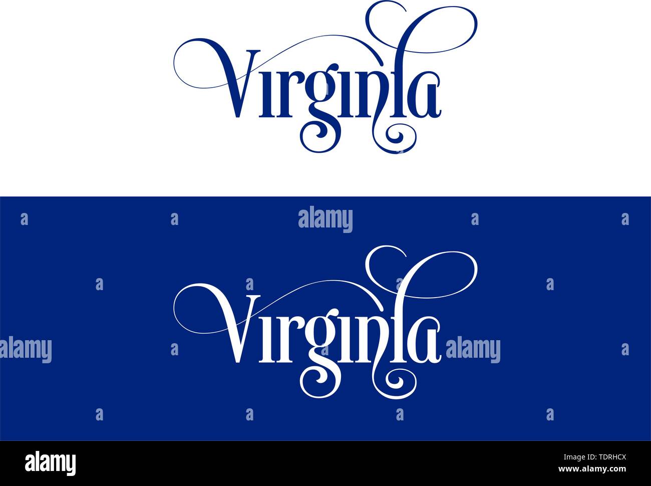 Typography of The USA Virginia States Handwritten Illustration on ...