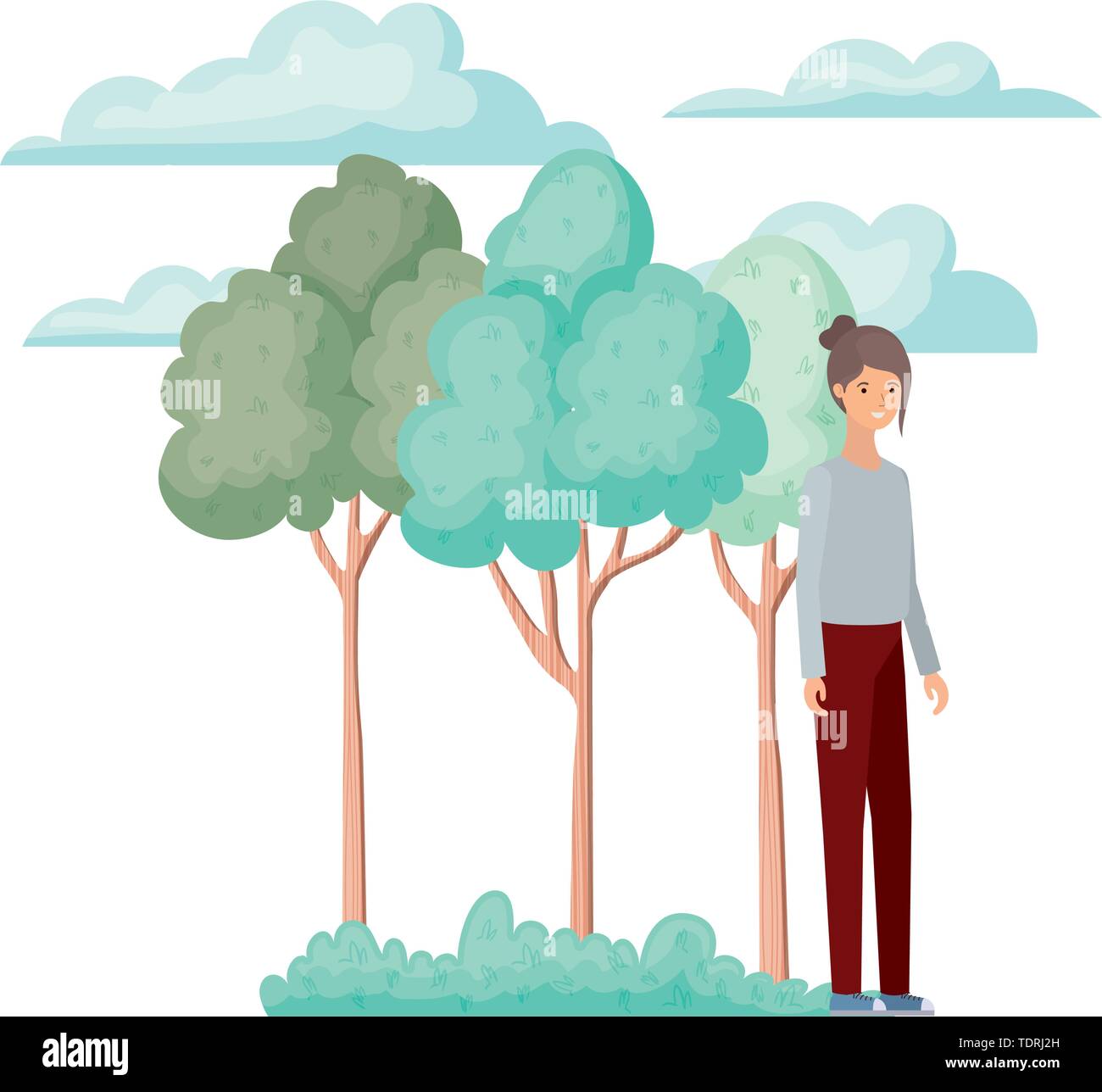 woman standing in landscape avatar character Stock Vector Image & Art ...