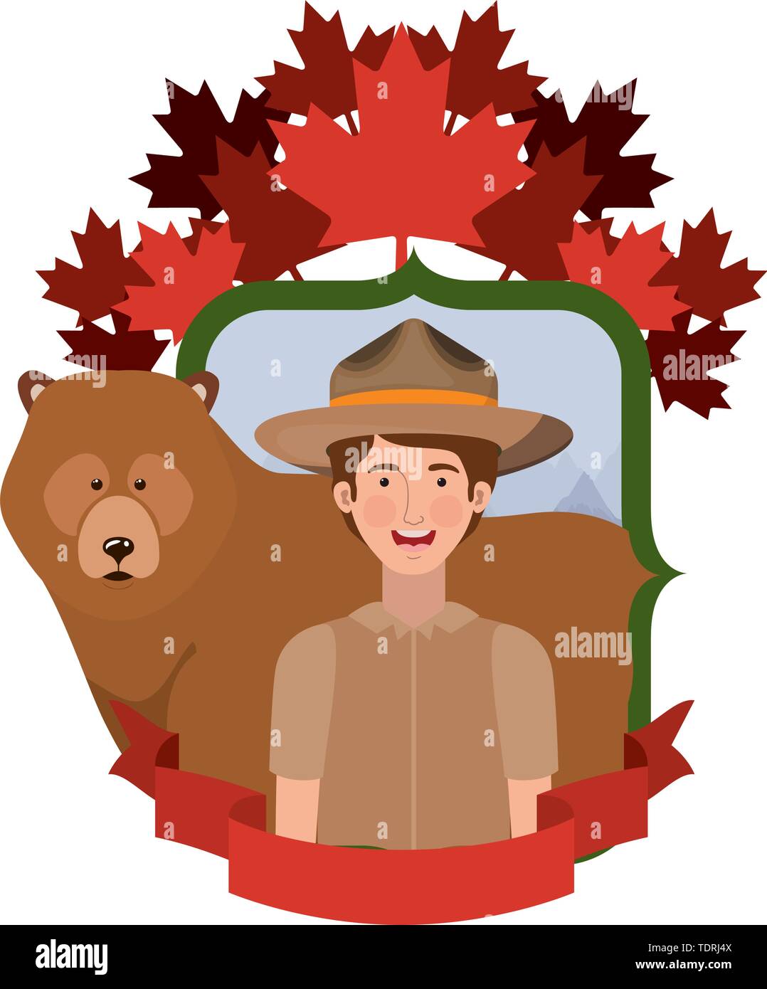Bear forest animal and ranger of canada design Stock Vector Image & Art ...