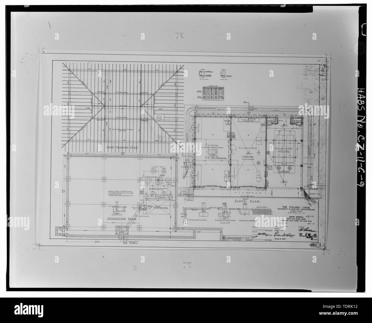 Photographic copy of architectural drawing no. 4198-1 dated 1918 on ...