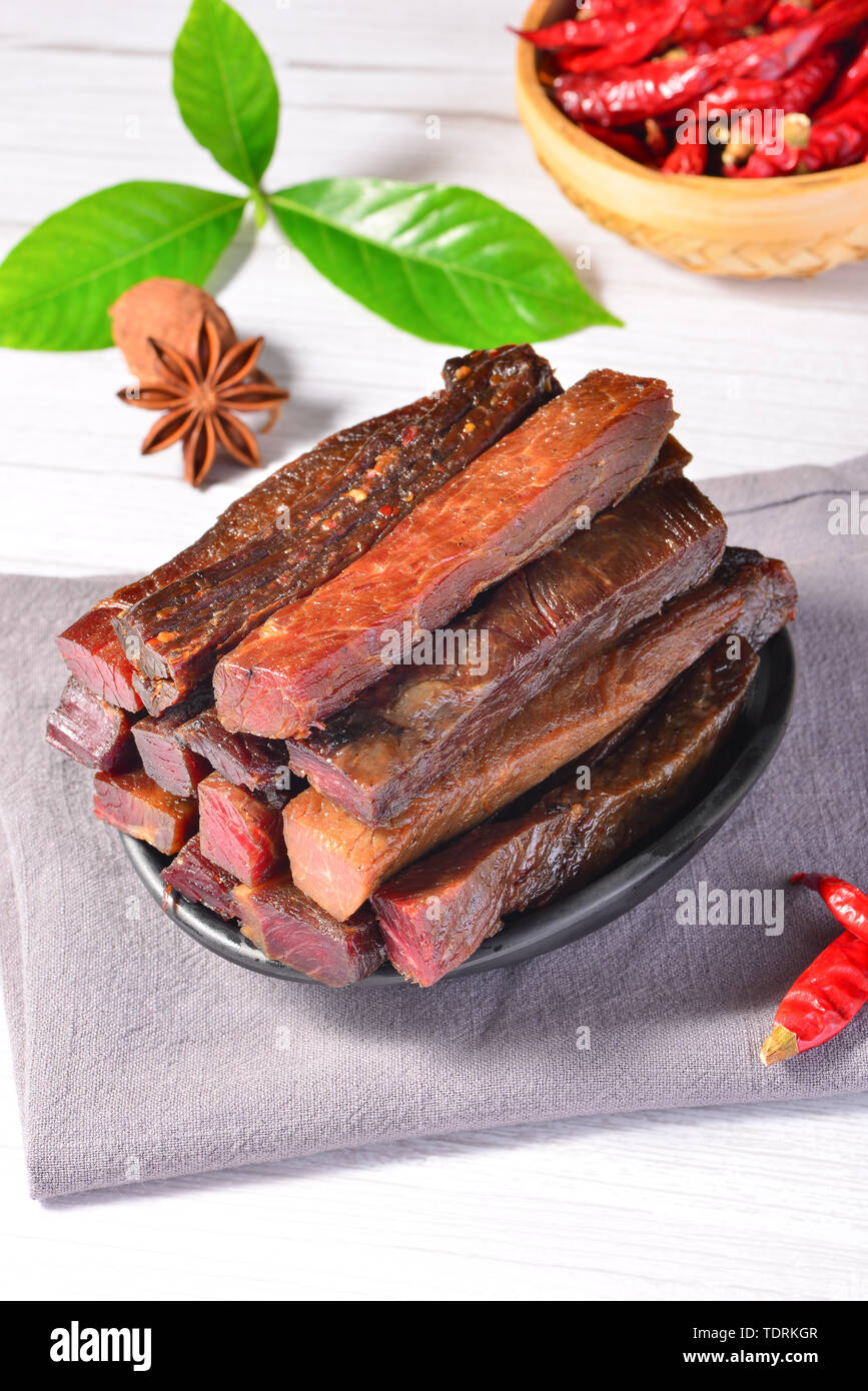 Air-dried hand-torn beef HD picture Stock Photo - Alamy