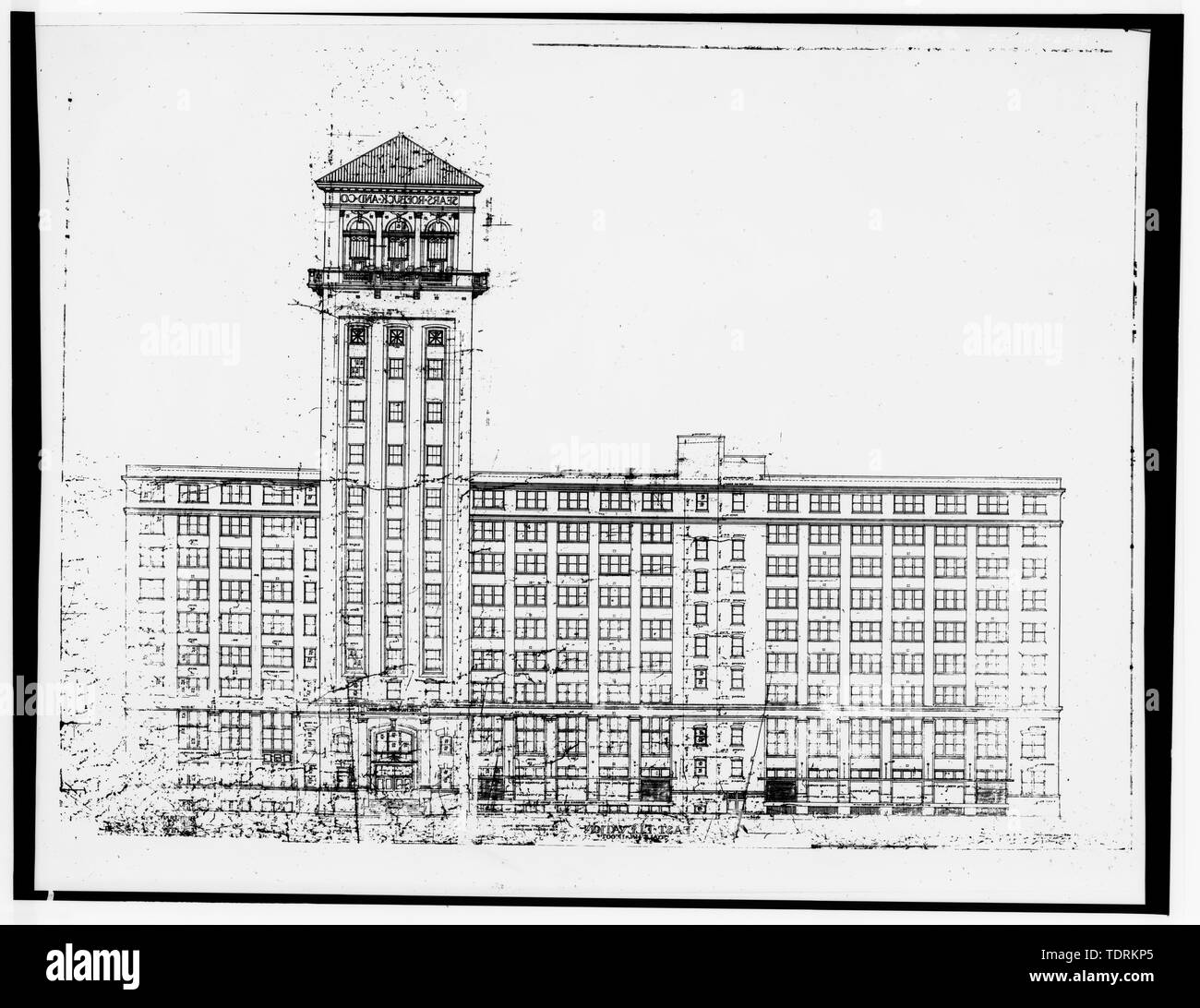 Blueprint of sears merchandise tower Black and White Stock Photos ...