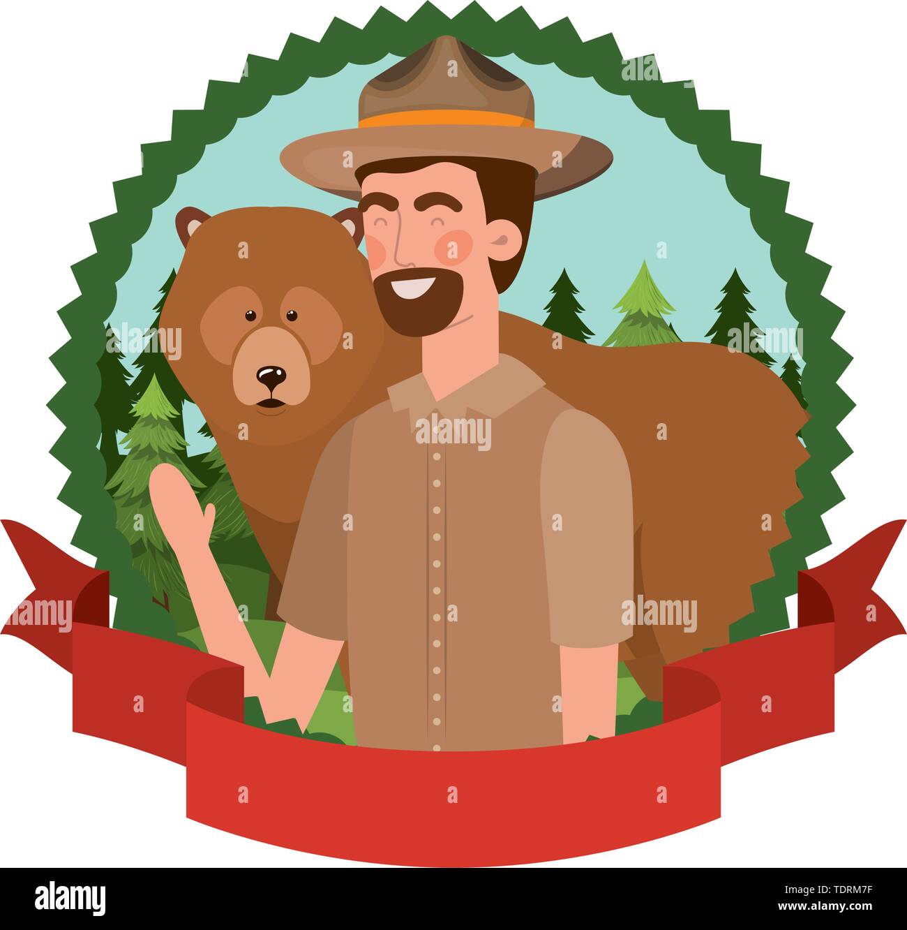 Bear forest animal and ranger of canada design Stock Vector Image & Art ...