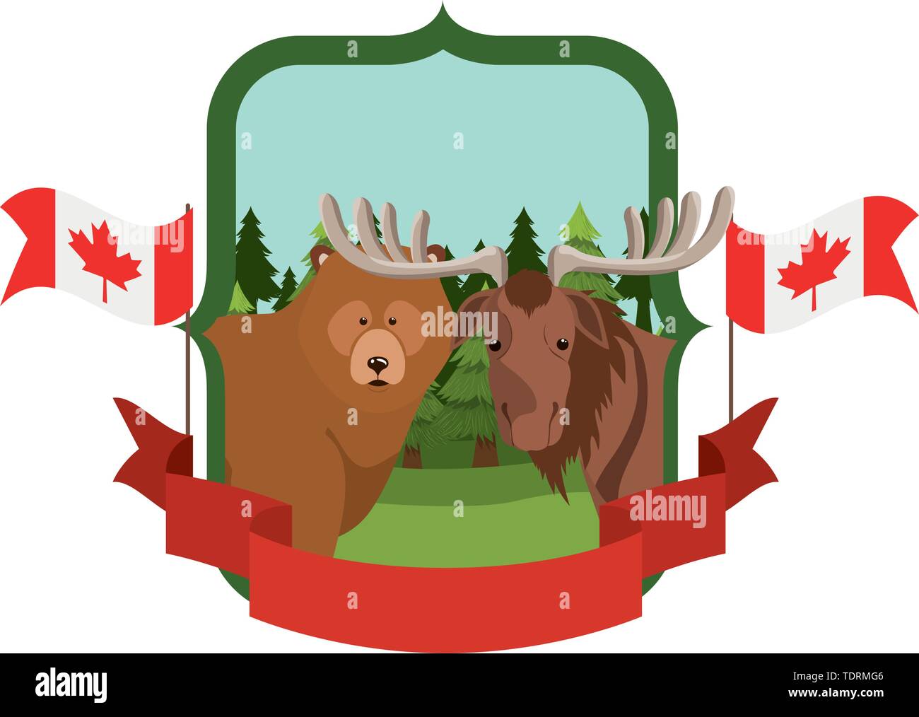 Moose and bear forest animal of canada design Stock Vector Image & Art ...
