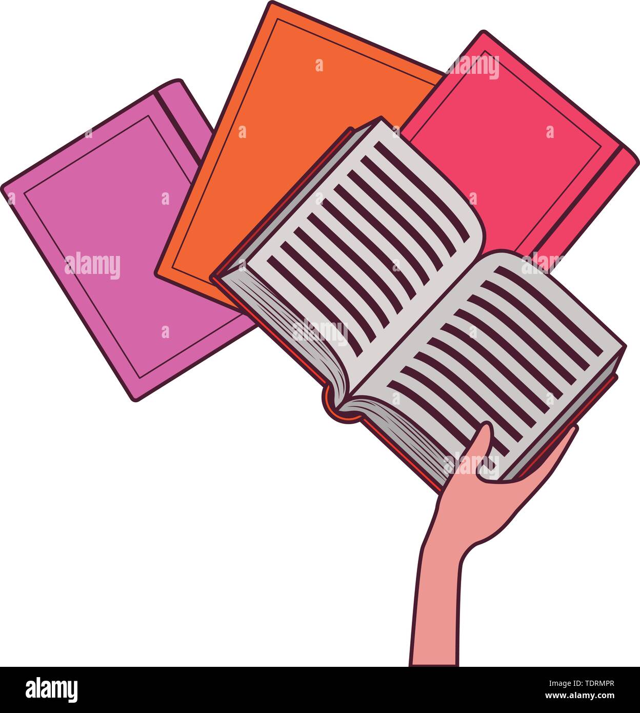 Group of books and hand design Stock Vector Image & Art - Alamy