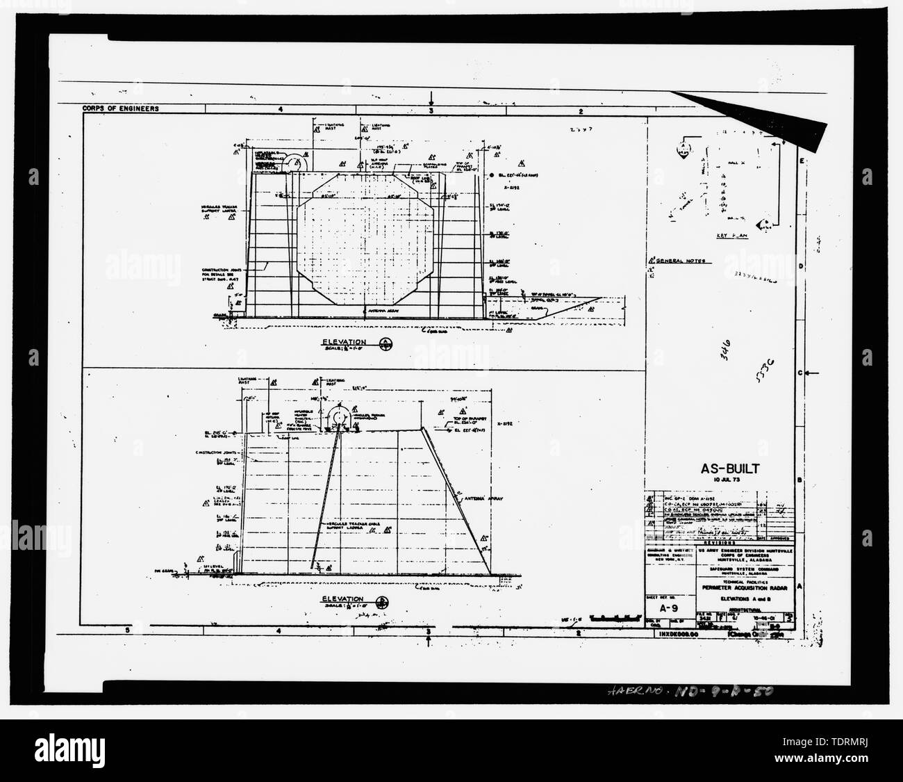 Photographic copy of original as-built drawing, dated 10 July 1973 ...