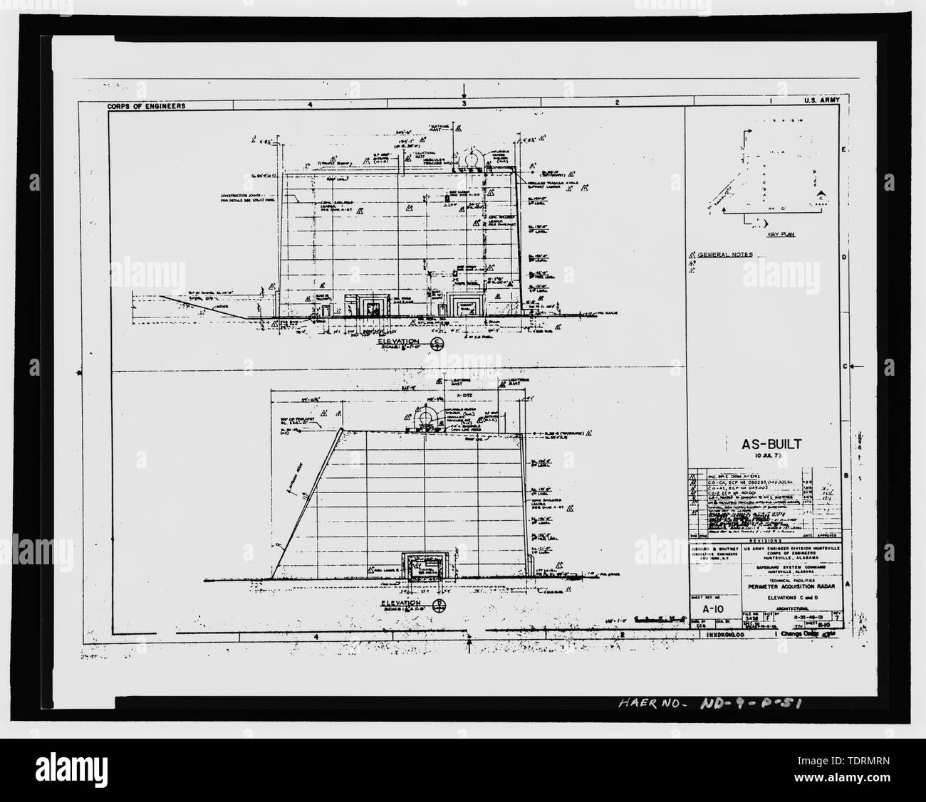 Photographic copy of original as-built drawing, dated 10 July 1973 ...