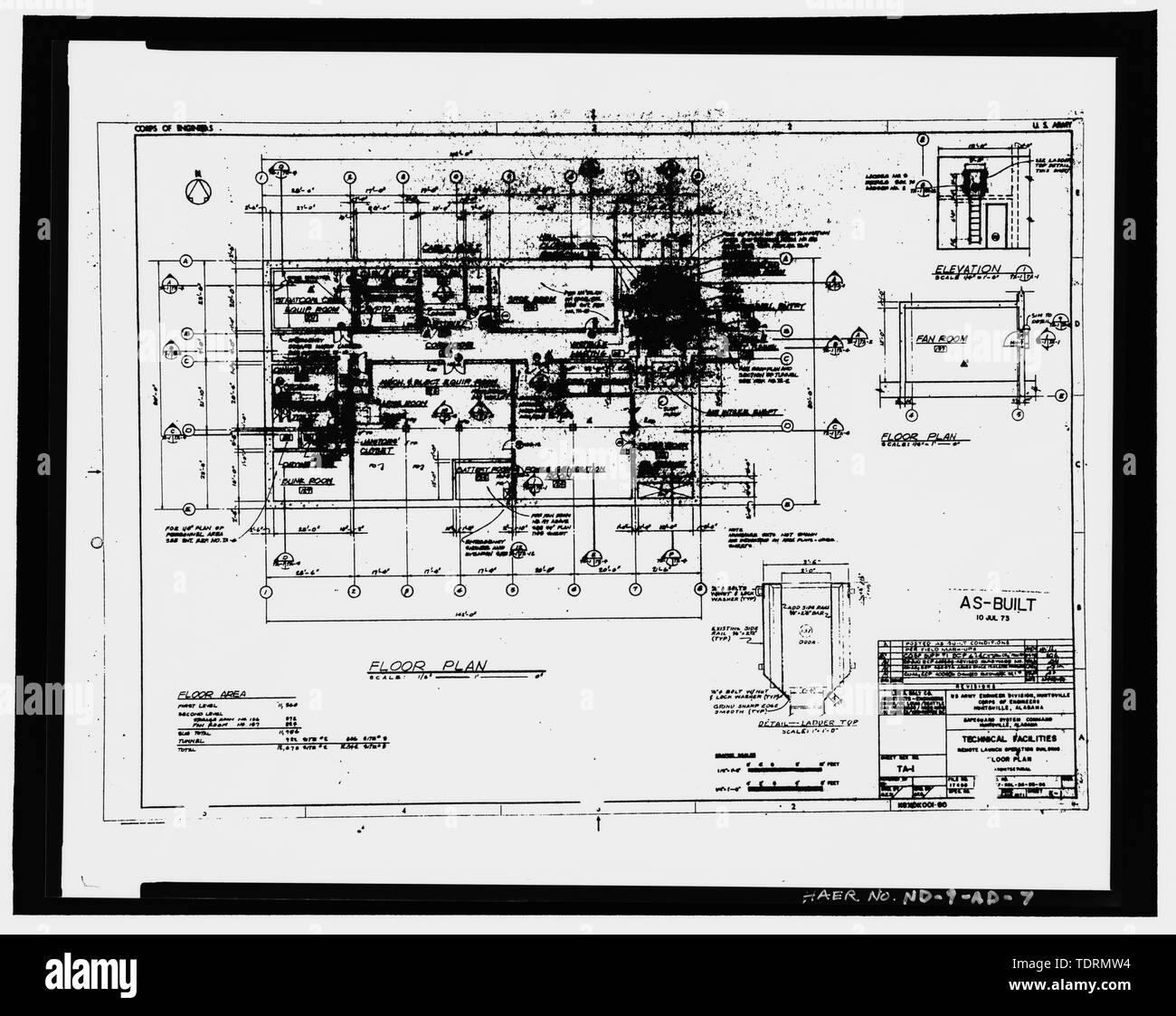 Photographic copy of original as-built drawing, dated 10 July 1973 ...