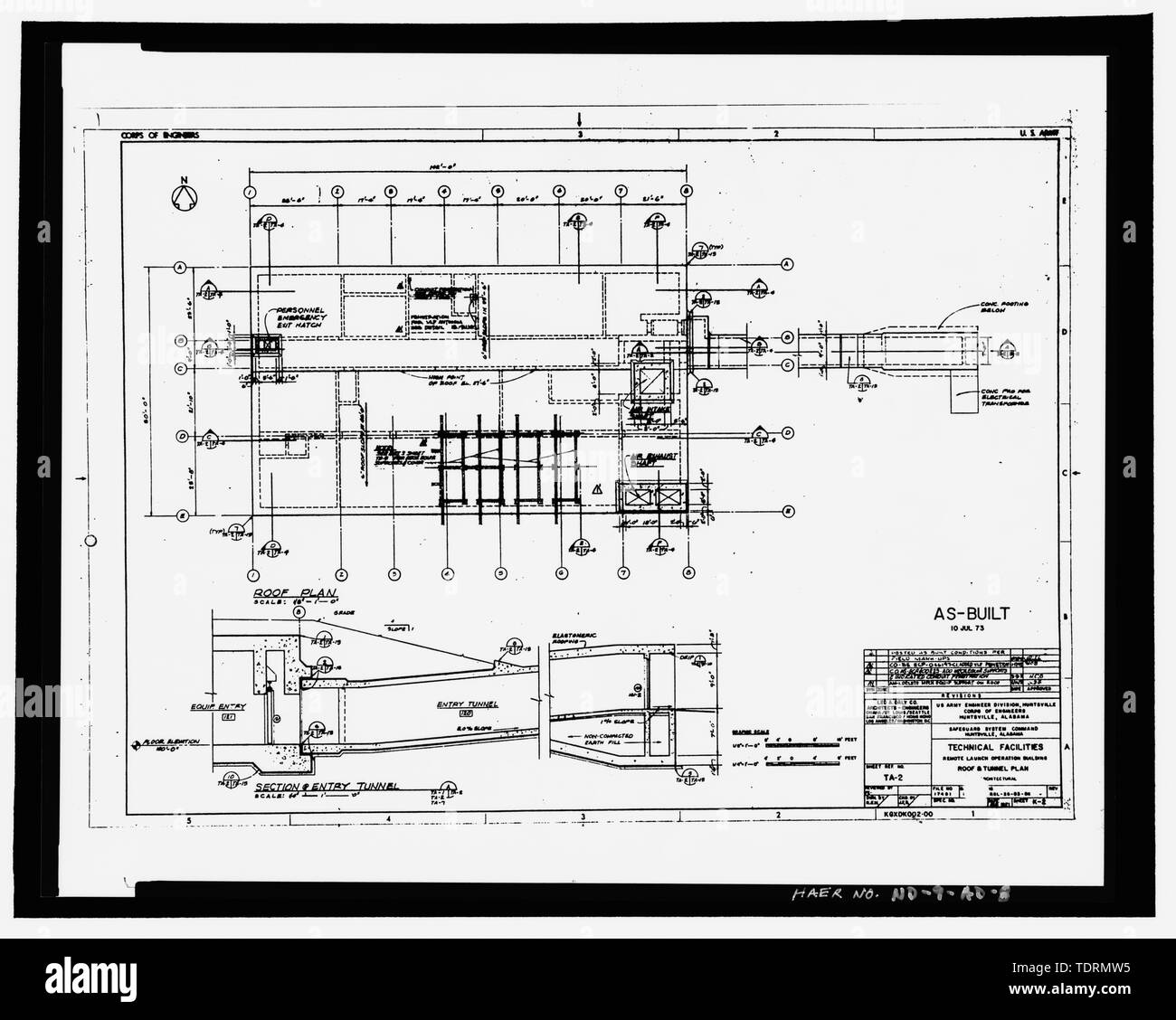 Photographic copy of original as-built drawing, dated 10 July 1973 ...
