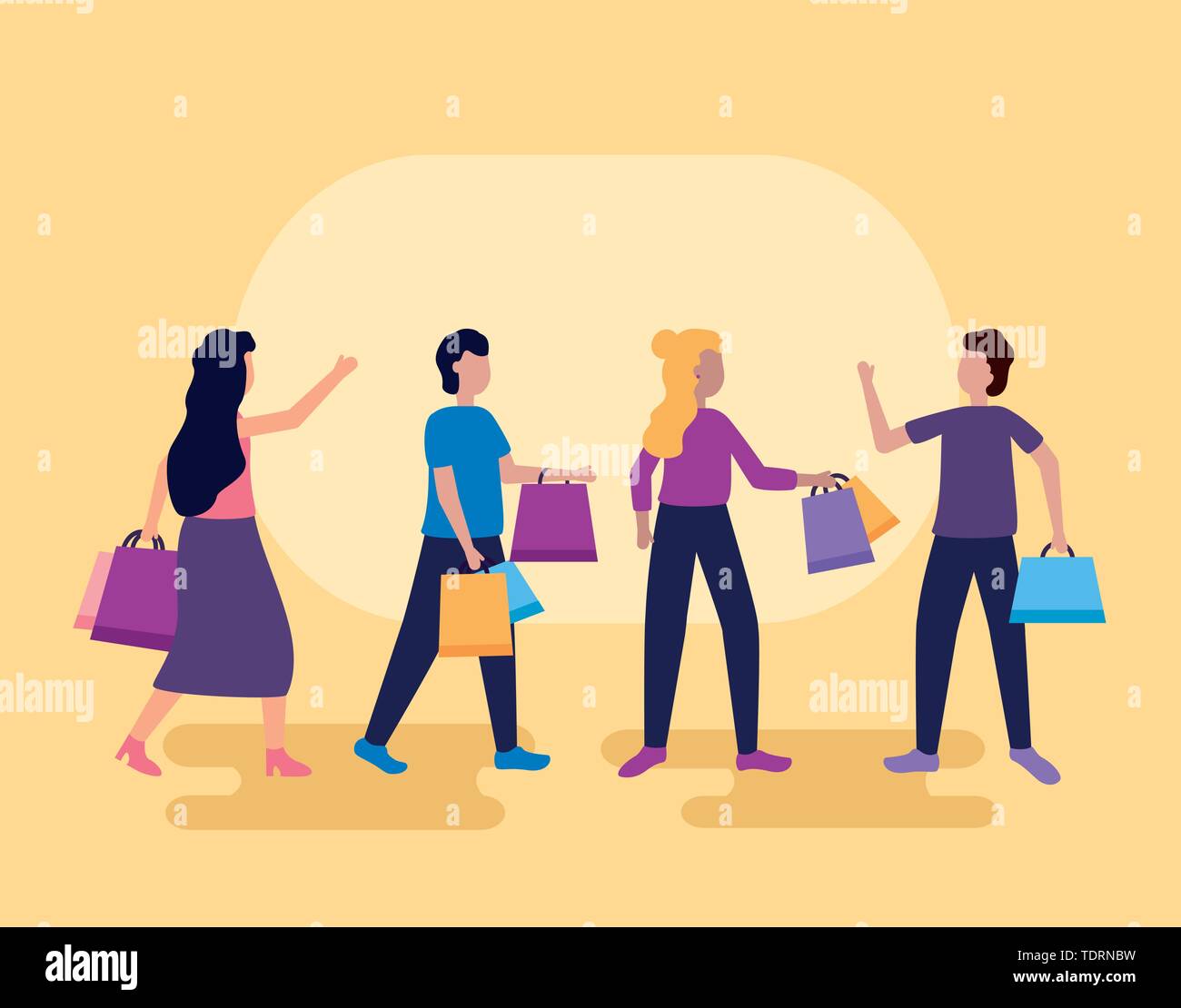 Girls at shopping mall Stock Vector Images - Alamy
