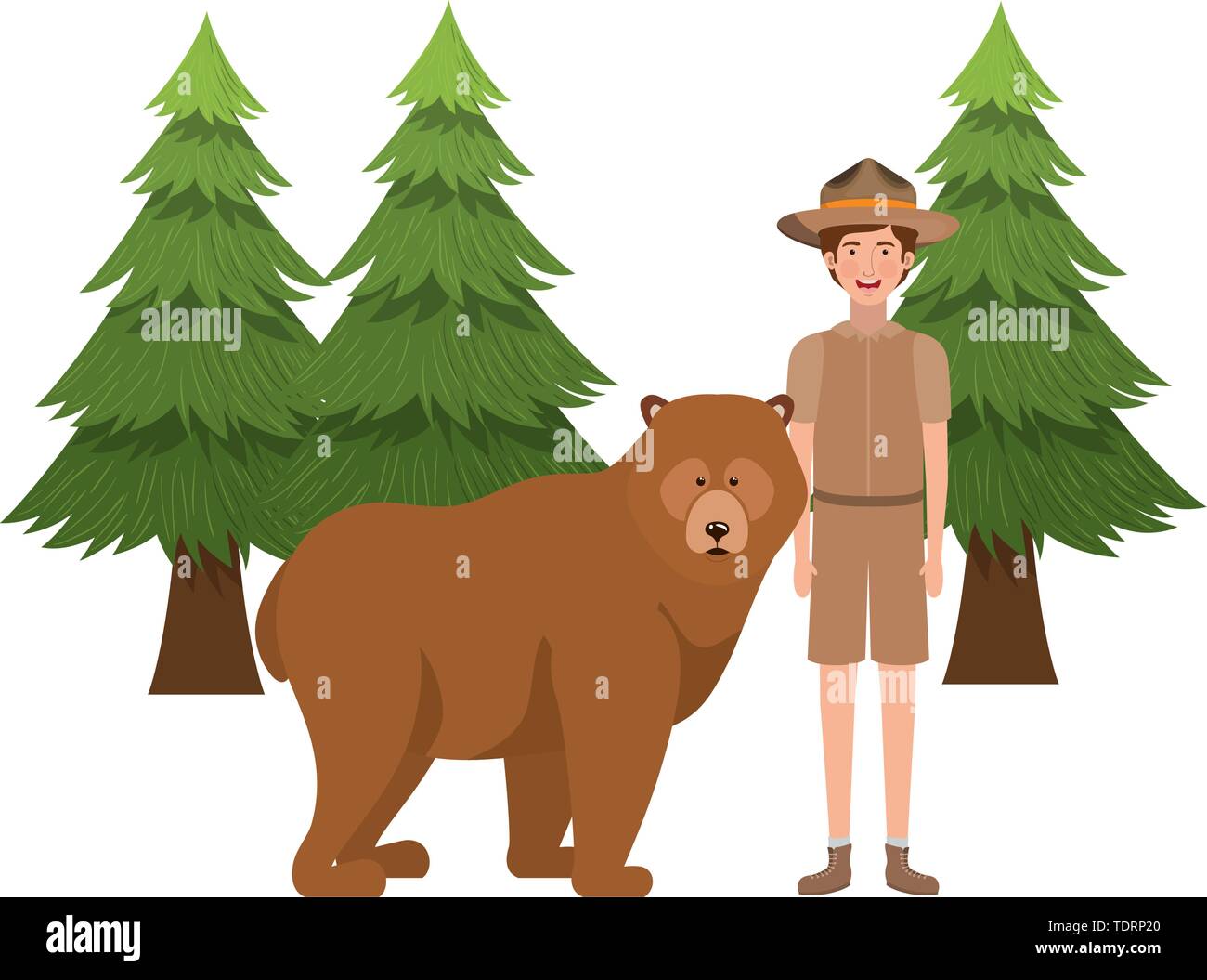 Bear forest animal and ranger of canada design Stock Vector Image & Art ...