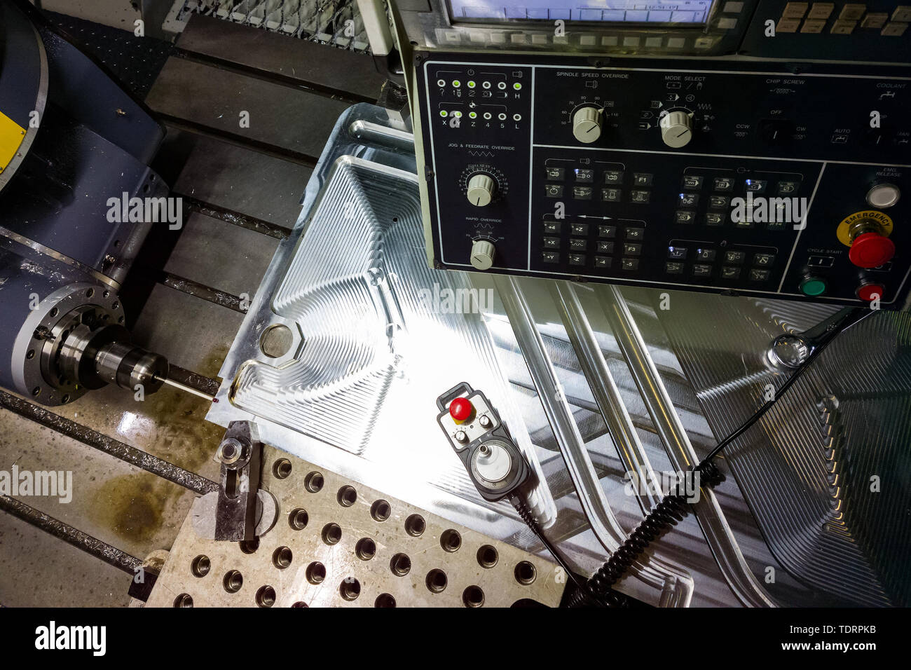 Measuring process with ruby touch probe on large CNC milling machine in ...