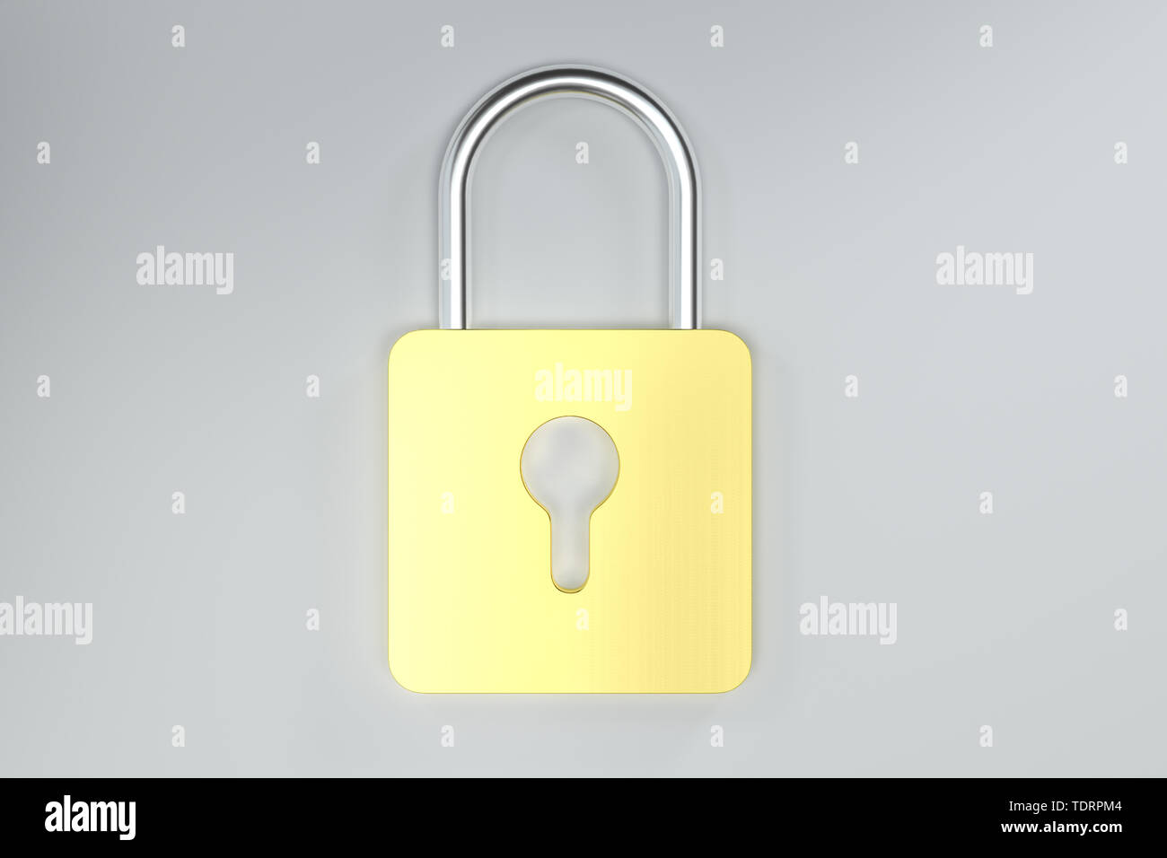 Three-dimensional rendering, metal encryption lock with tech background ...