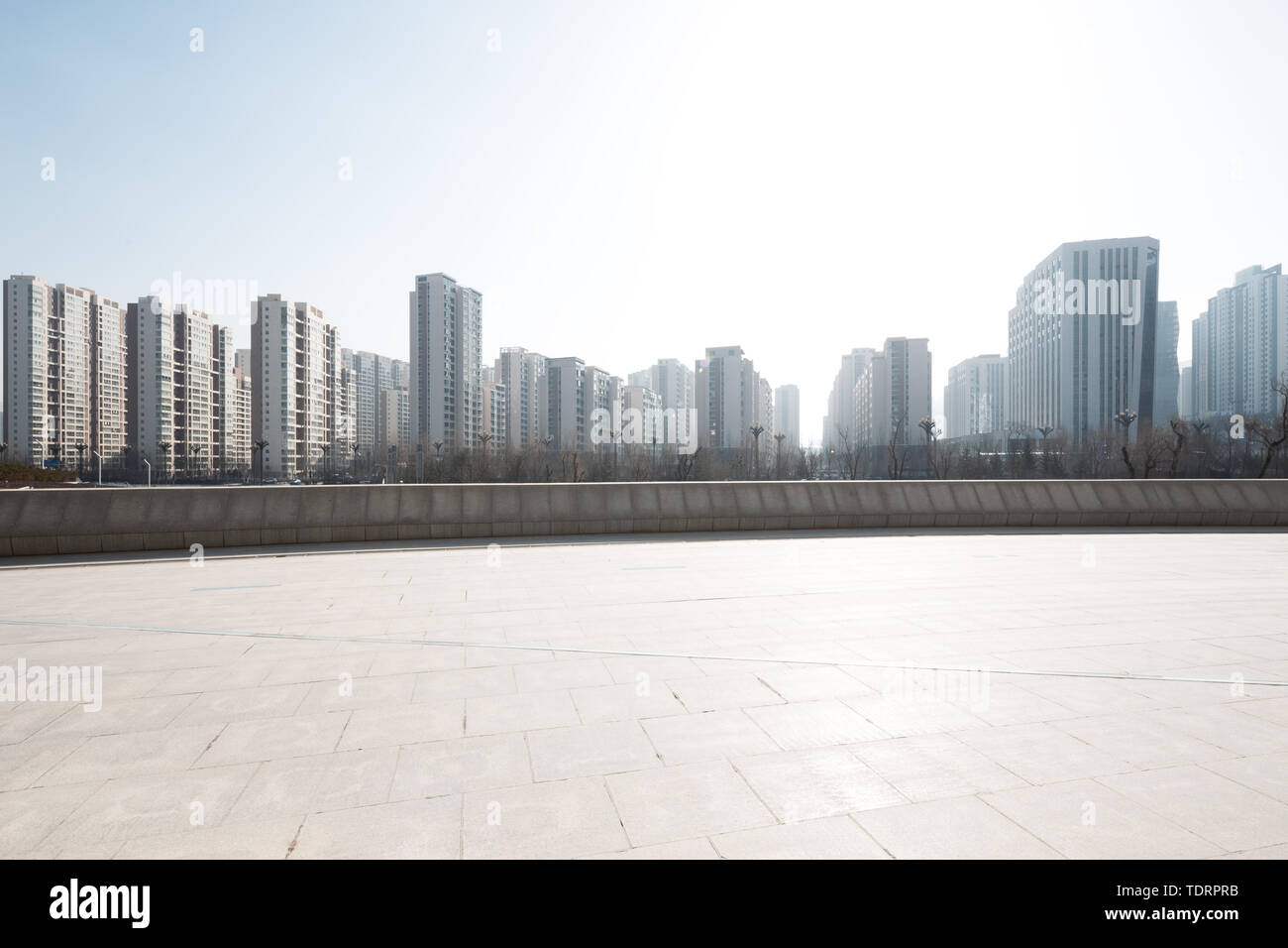 empty floor with cityscape of modern city Stock Photo - Alamy