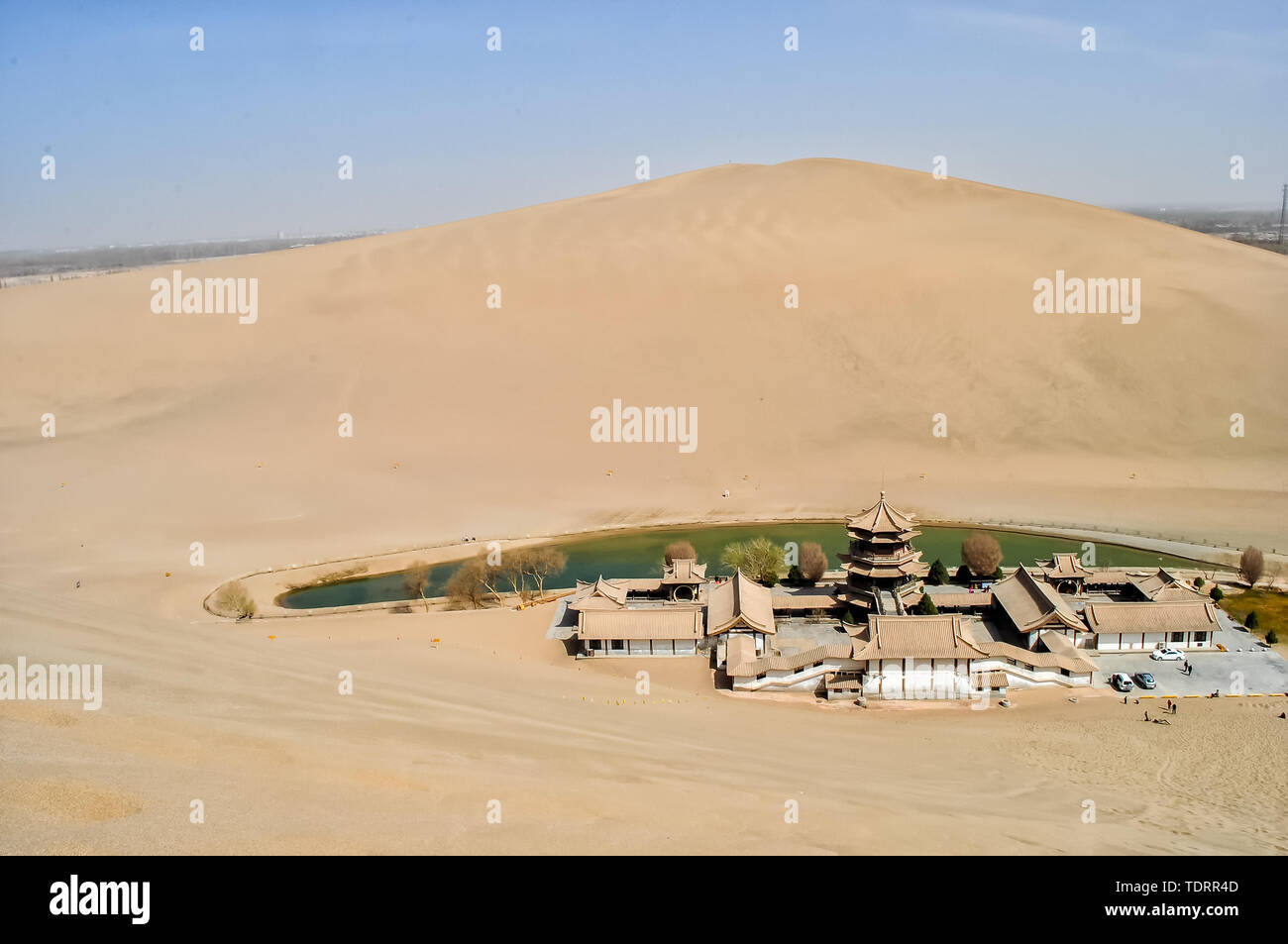Crescent Spring in Mingsha Mountain, Dunhuang, Gansu Province Stock ...