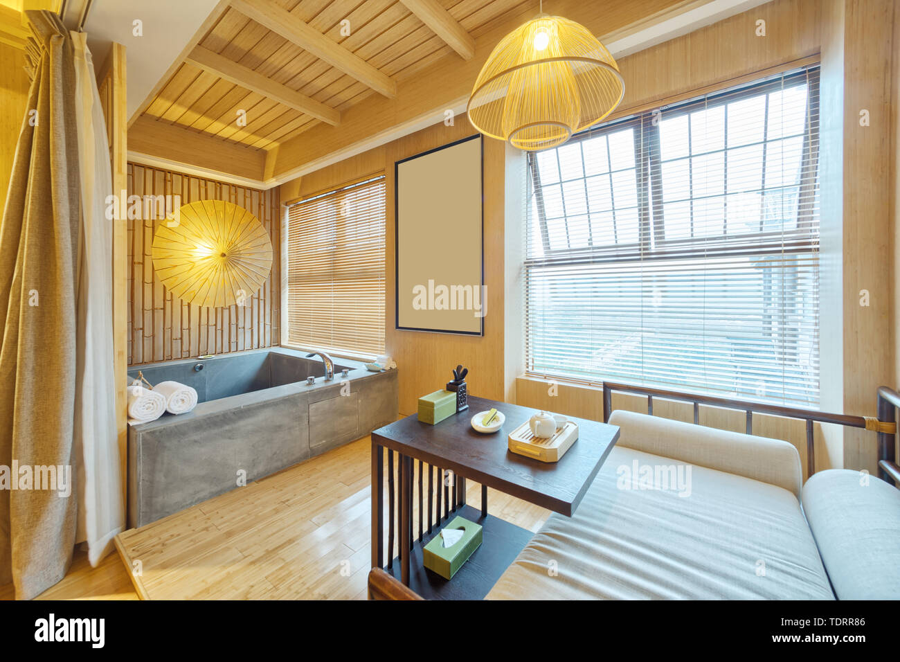 Interior of modern photography with bath tub Stock Photo - Alamy