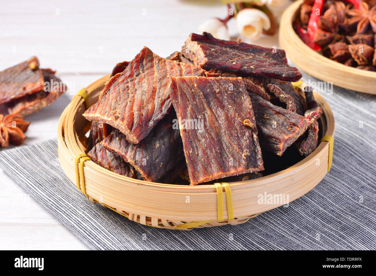 Air-dried hand-torn beef HD picture Stock Photo - Alamy