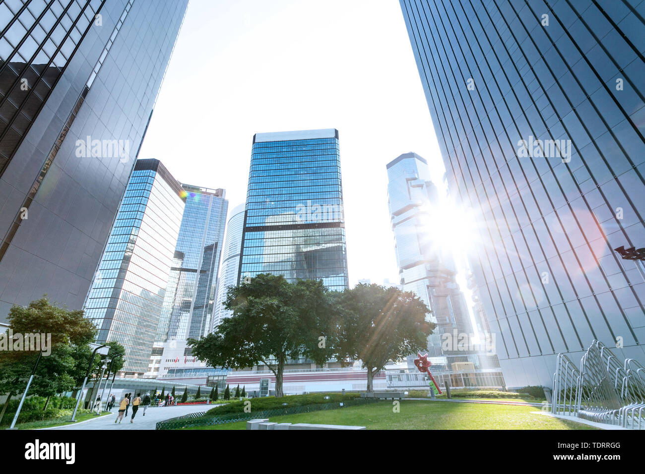 empty pavement and skyscrapers in modern city Stock Photo - Alamy