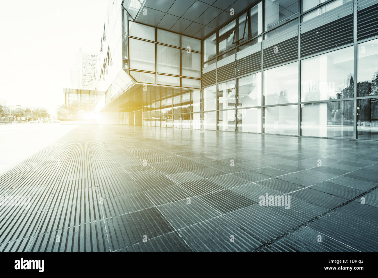 modern building glass wall and empty path Stock Photo - Alamy