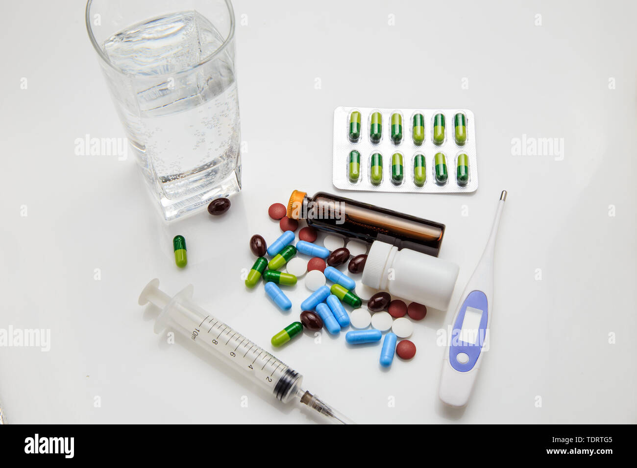 Medicines in white background Stock Photo - Alamy