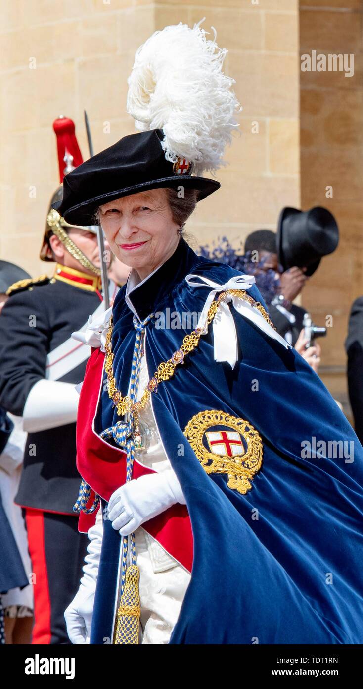 Princess Anne attending the Procession from the Garter Knights and ...