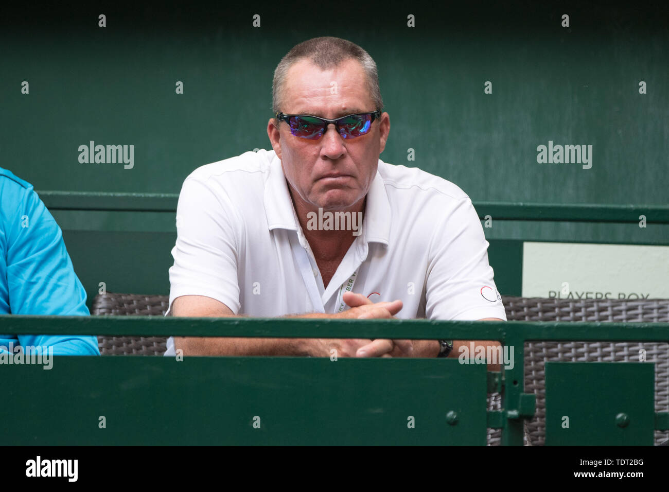 Ivan LENDL (coach, former professional tennis player) watches the game ...