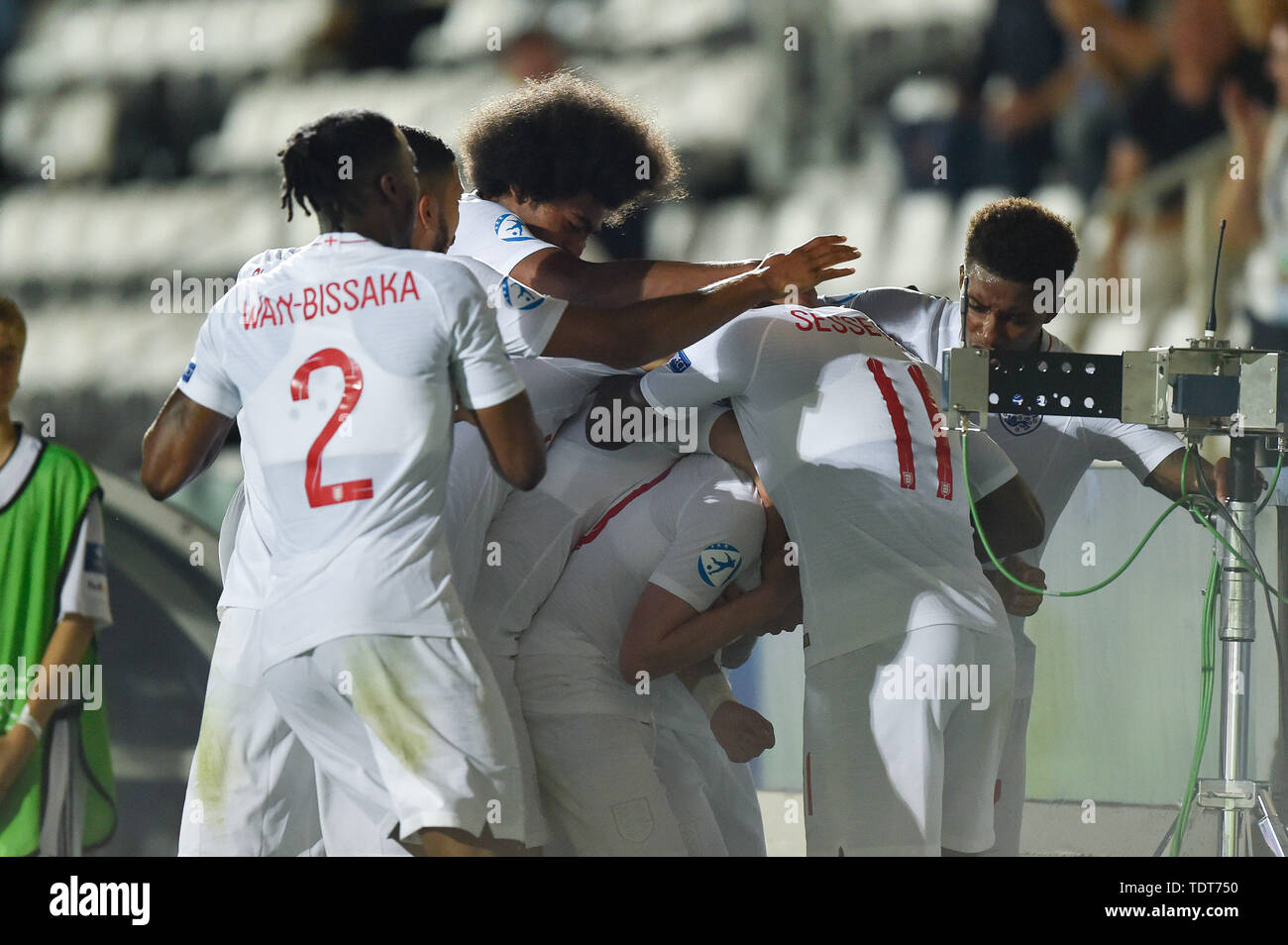 Cesena, Italy. 18th June, 2019. Phil Foden of England celebrates ...