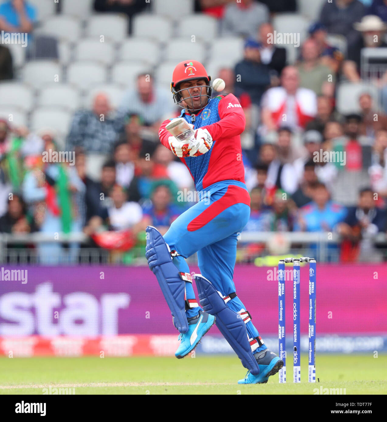 MANCHESTER, ENGLAND. 18 JUNE 2019: Mohammad Nabi of Afghanistan batting ...
