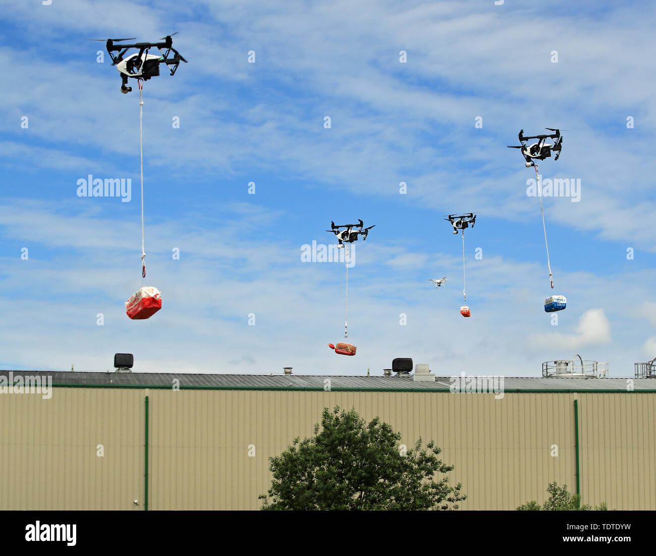Drones, nicknamed 'The Bread Arrows' fly in formation over Roberts ...