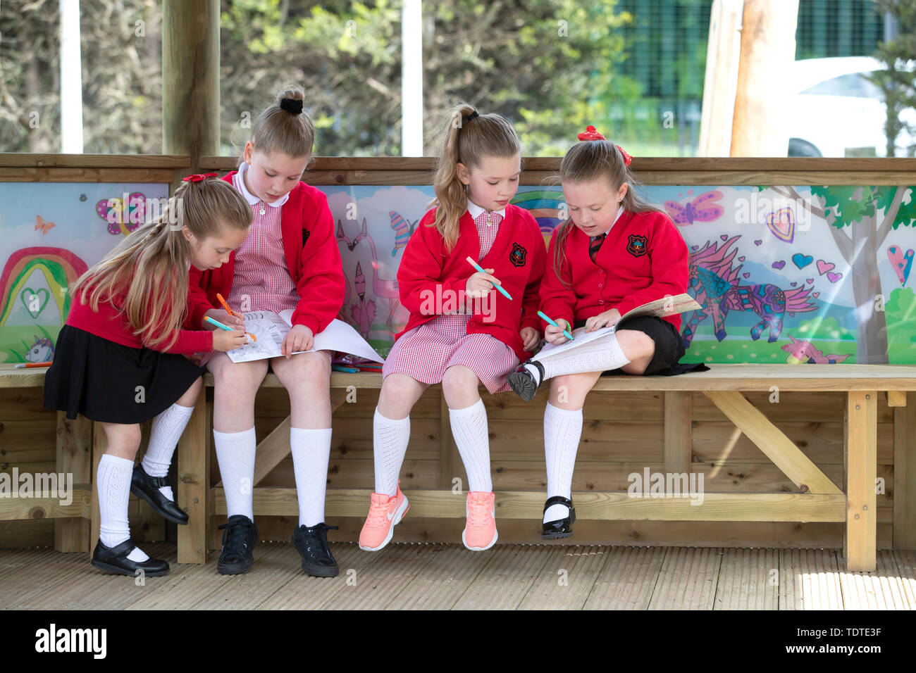 Embargoed to 0001 Thursday June 20 Pupils (left to right) Jorgia Cowie ...