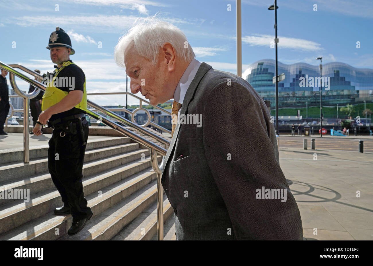Former Tory MP Harvey Proctor arrives at Newcastle Crown Court to give ...