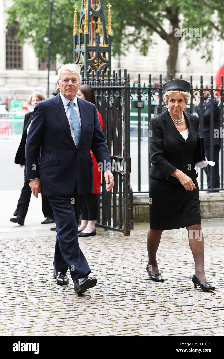 Sir John Major and his wife Lady Norma Major arrive for a service of ...