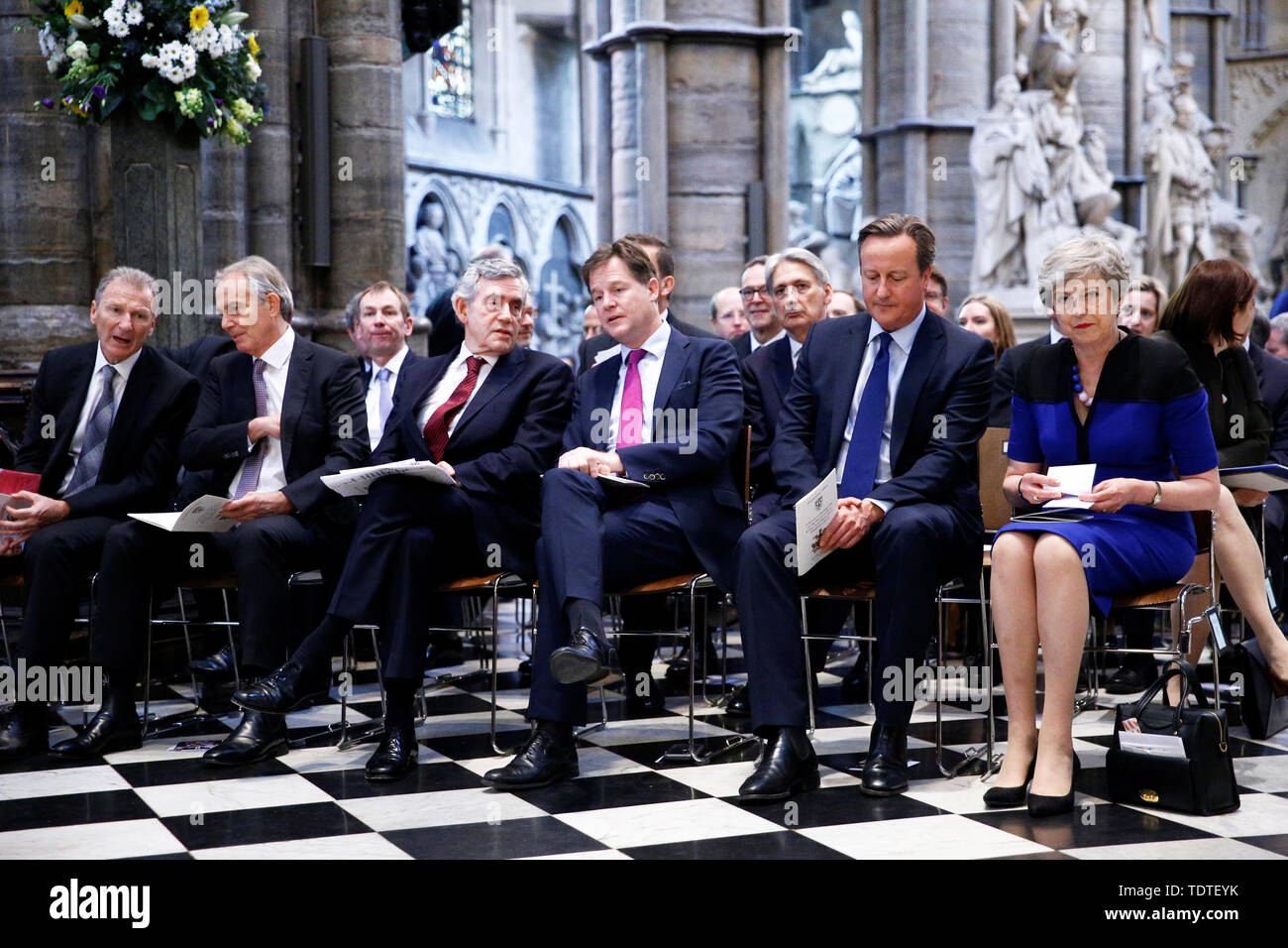 (Left to right) Former prime minister Tony Blair, former prime minister ...