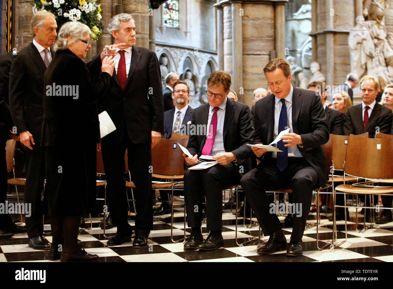 (Left to right) Former prime minister Tony Blair, former prime minister ...