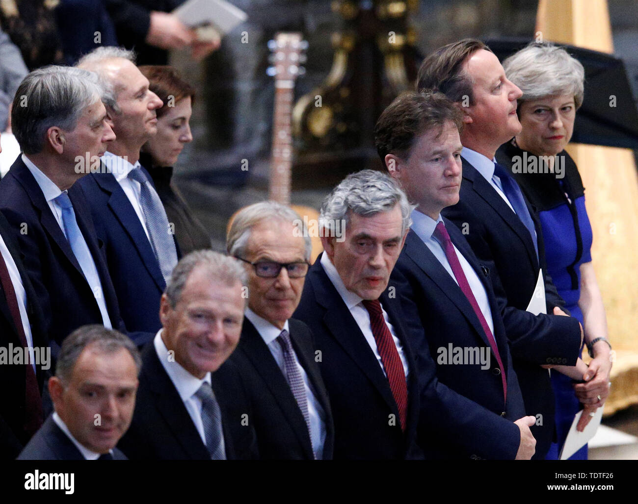 Prime Minister Theresa May alongside former prime ministers Tony Blair ...