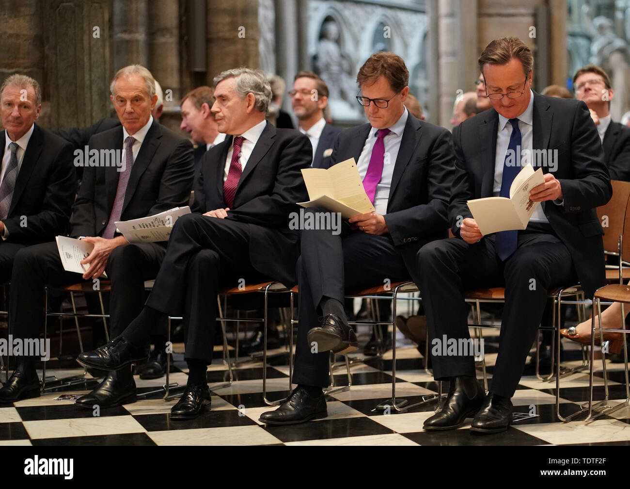 (Left to right) Former prime minister Tony Blair, former prime minister ...
