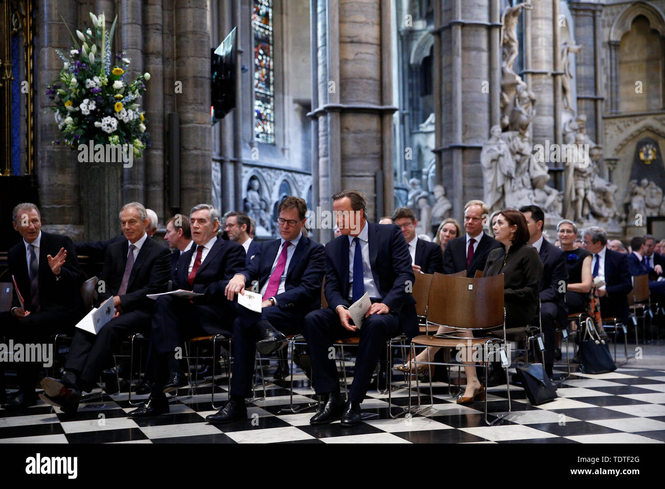 (Left to right) Former prime minister Tony Blair, former prime minister ...