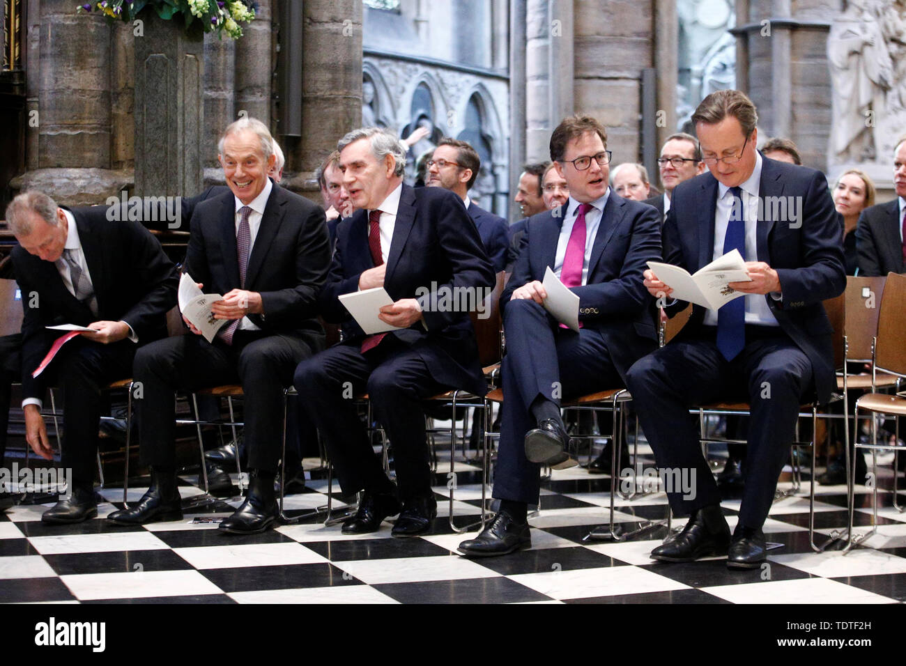 (Left to right) Former prime minister Tony Blair, former prime minister ...