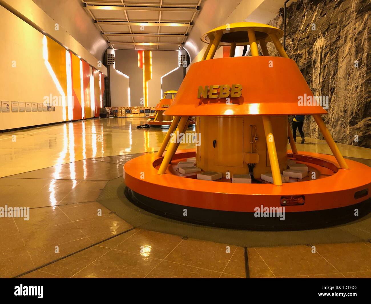 A hydropower station deep inside the Norwegian hillside, as water ...