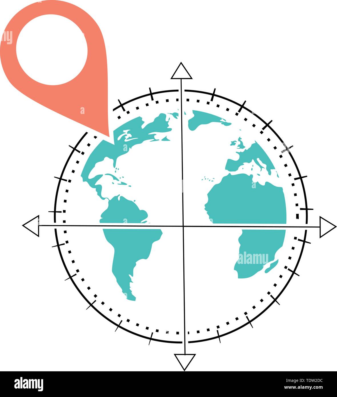 A pin positioned on a globe to show a location Stock Vector Image & Art ...