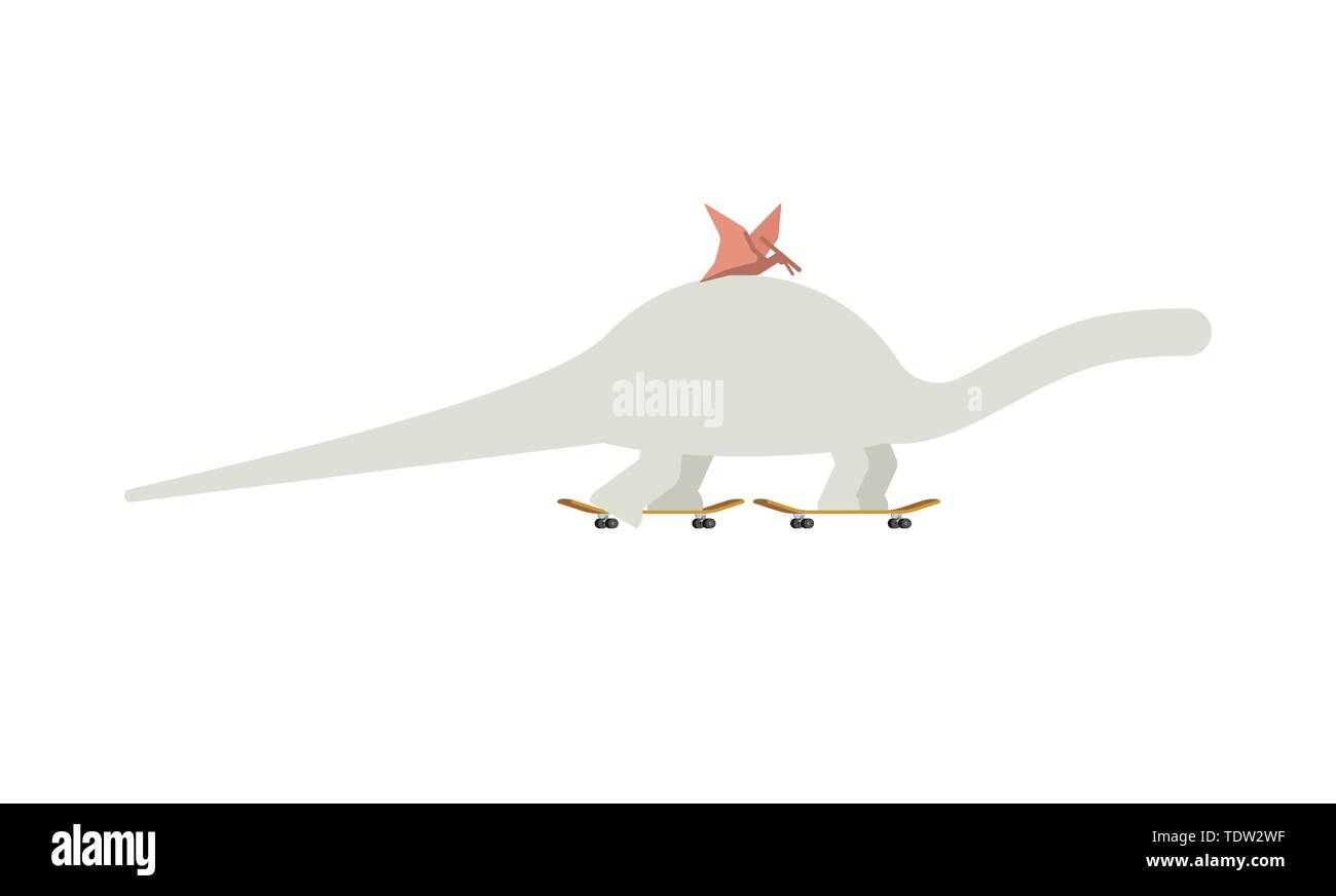 Diplodocus dinosaur on skateboard. Dino Skateboarder. Prehistoric ...